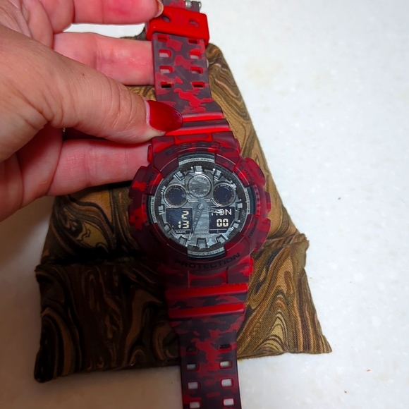 Casio | Accessories | Casio G Shock Euc Red Camo Watch As Is Condition ...